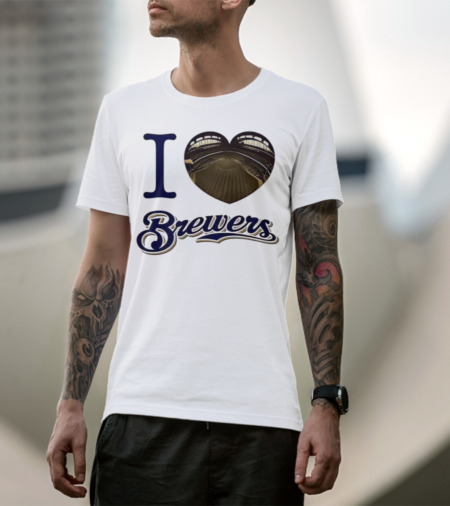 I Love Brewers Heart Stadium Milwaukee MLB T-Shirt