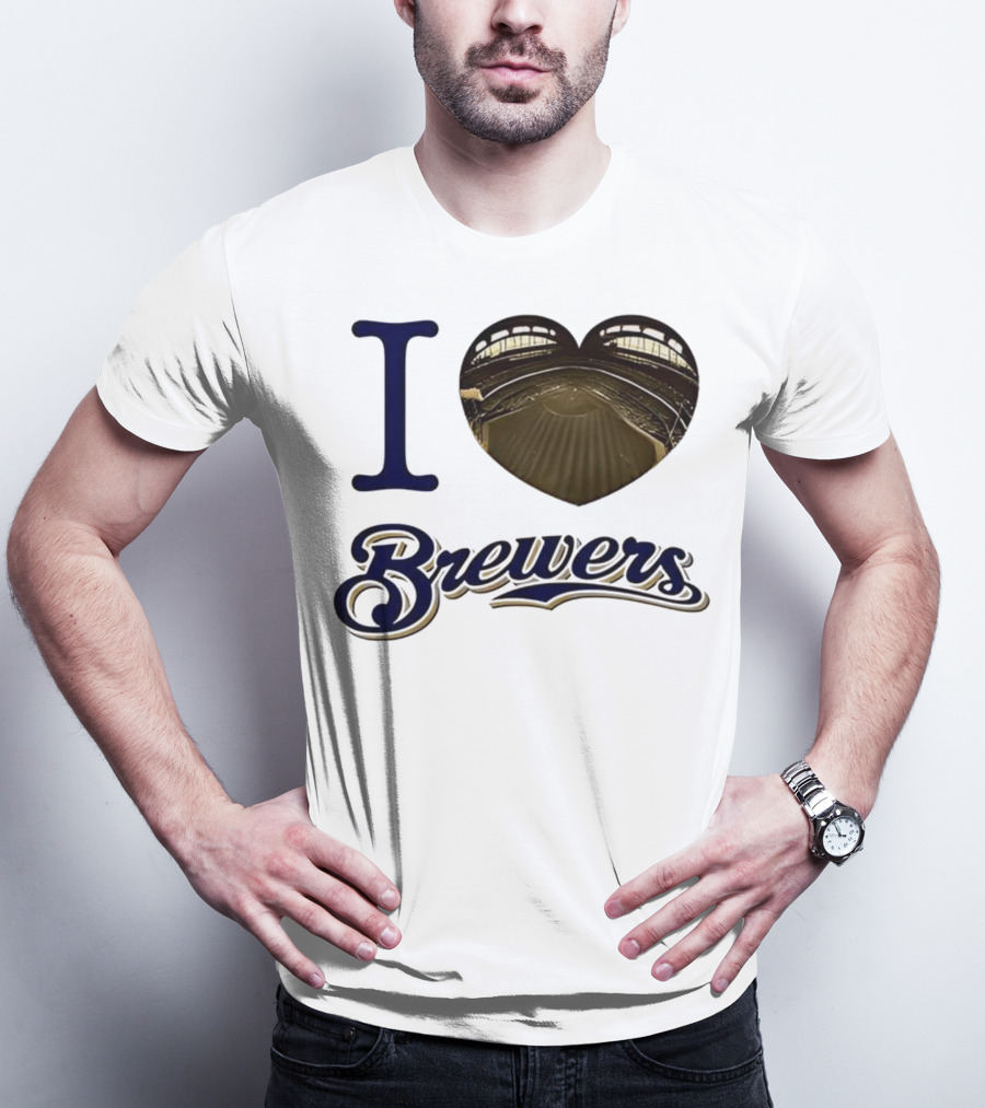 I Love Brewers Heart Stadium Milwaukee MLB T-Shirt