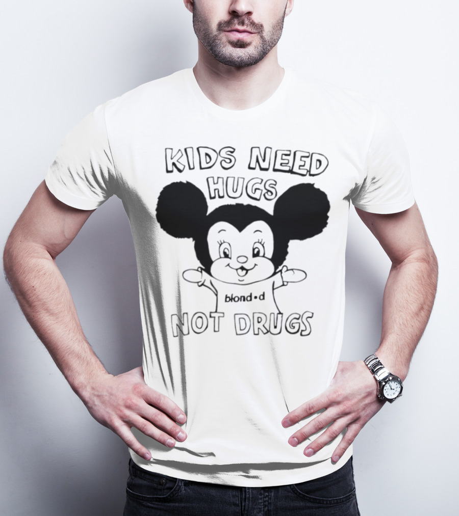 Kids Need Hugs Not Drugs Mouse Ears Cartoon Style T-Shirt