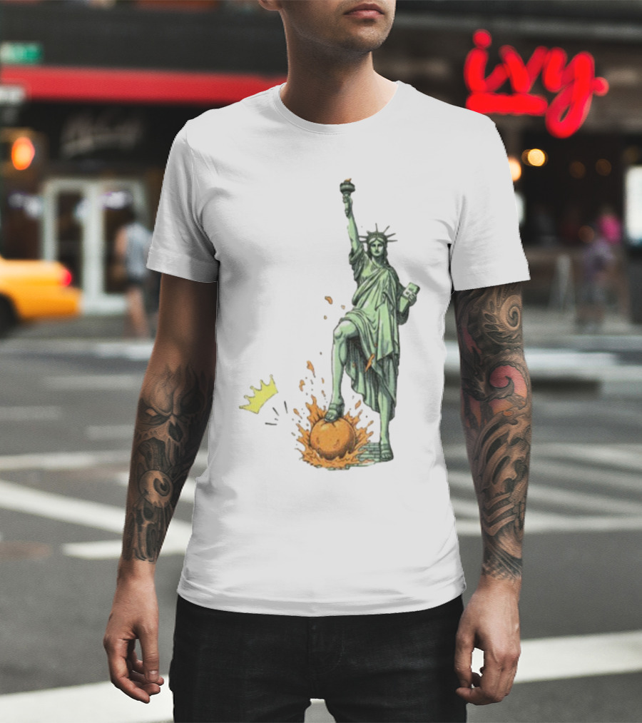 No Kings In America Statue Of Liberty Crown Orange Anti Trump Vintage T-Shirt