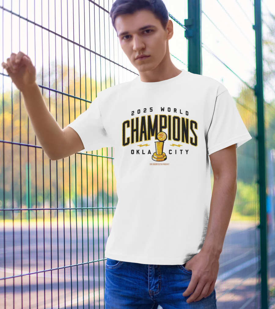 2025 World Champions Oklahoma City Basketball Trophy T-Shirt