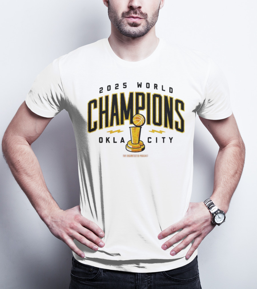2025 World Champions Oklahoma City Basketball Trophy T-Shirt