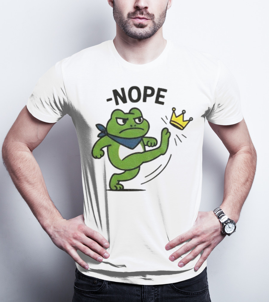 Portland Frog Nope Kicking Crown Political Meme T-Shirt