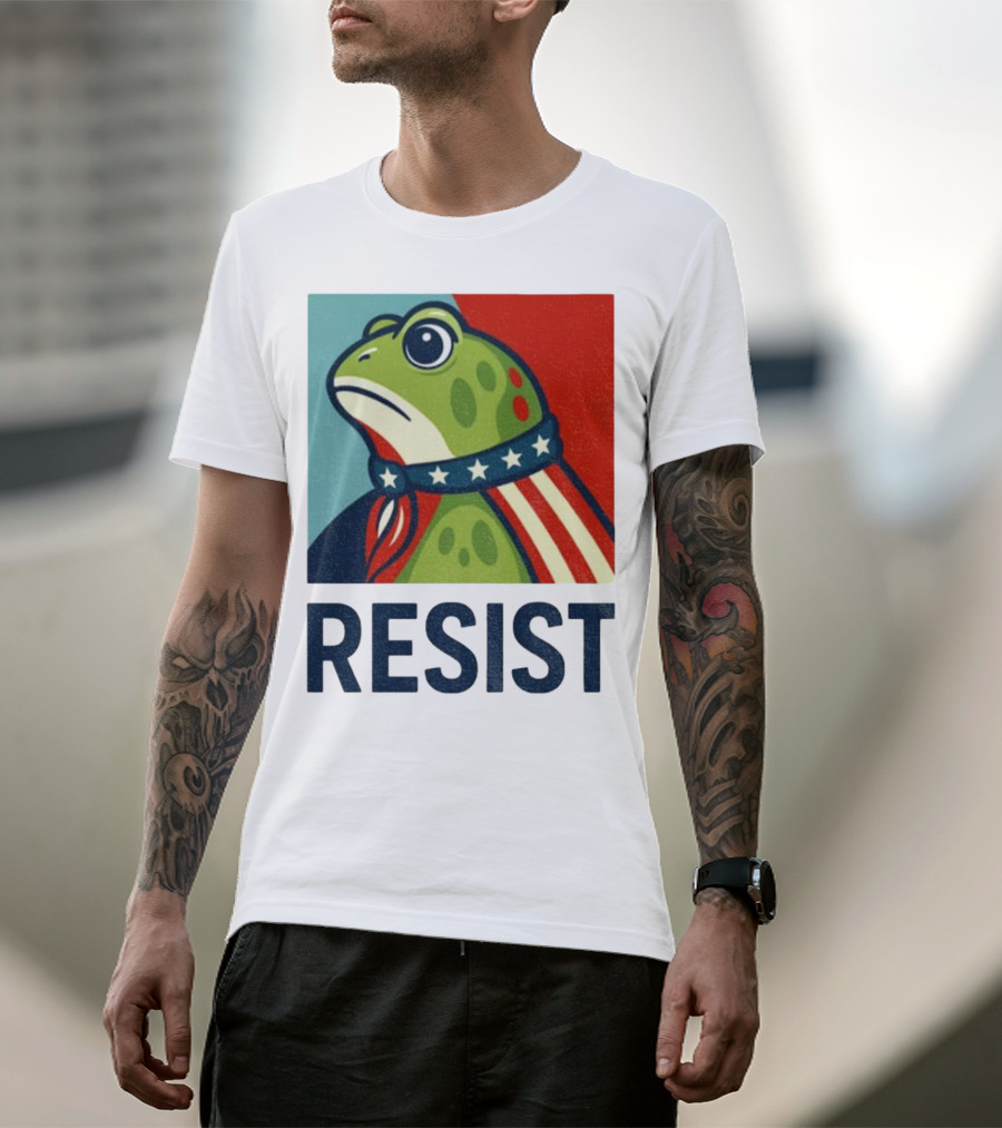 Resist Portland Frog Patriotic Stars And Stripes Retro Art T-Shirt