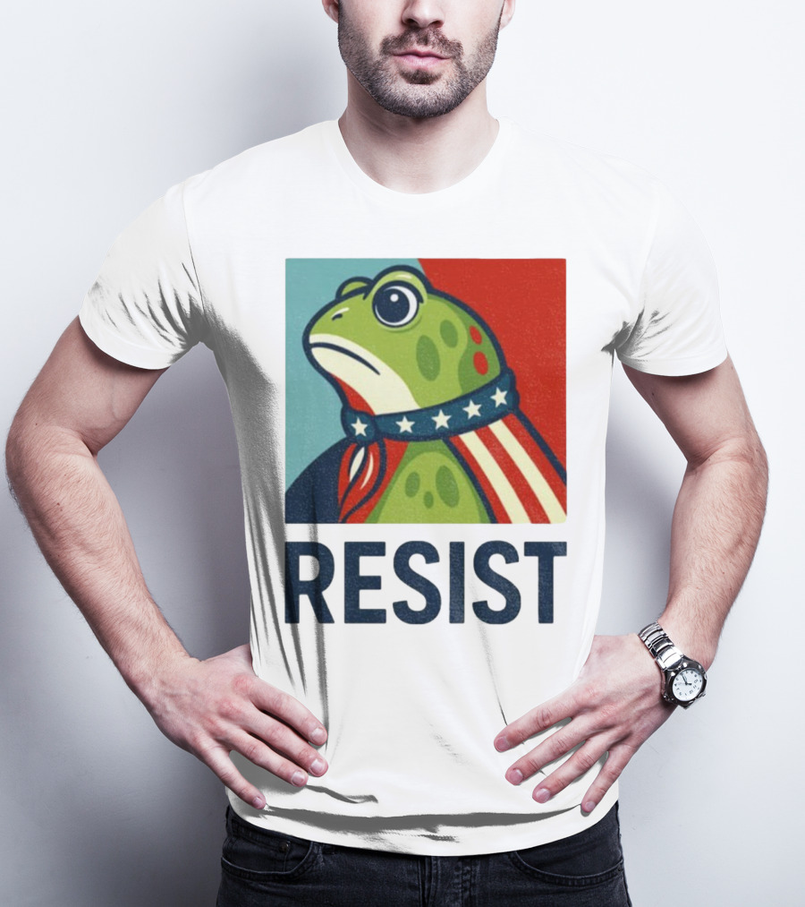 Resist Portland Frog Patriotic Stars And Stripes Retro Art T-Shirt