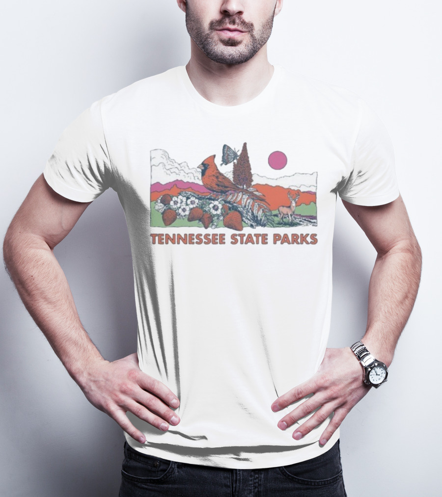 Tennessee State Parks Cardinal Strawberry Sumac Nature Scene T-Shirt