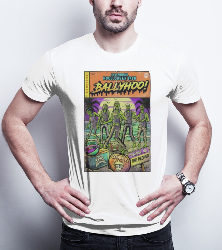 18th Annual Hoolloween Bash Ballyhoo October 17 2025 The Recher Towson MD Palm Trees Zombies T-Shirt