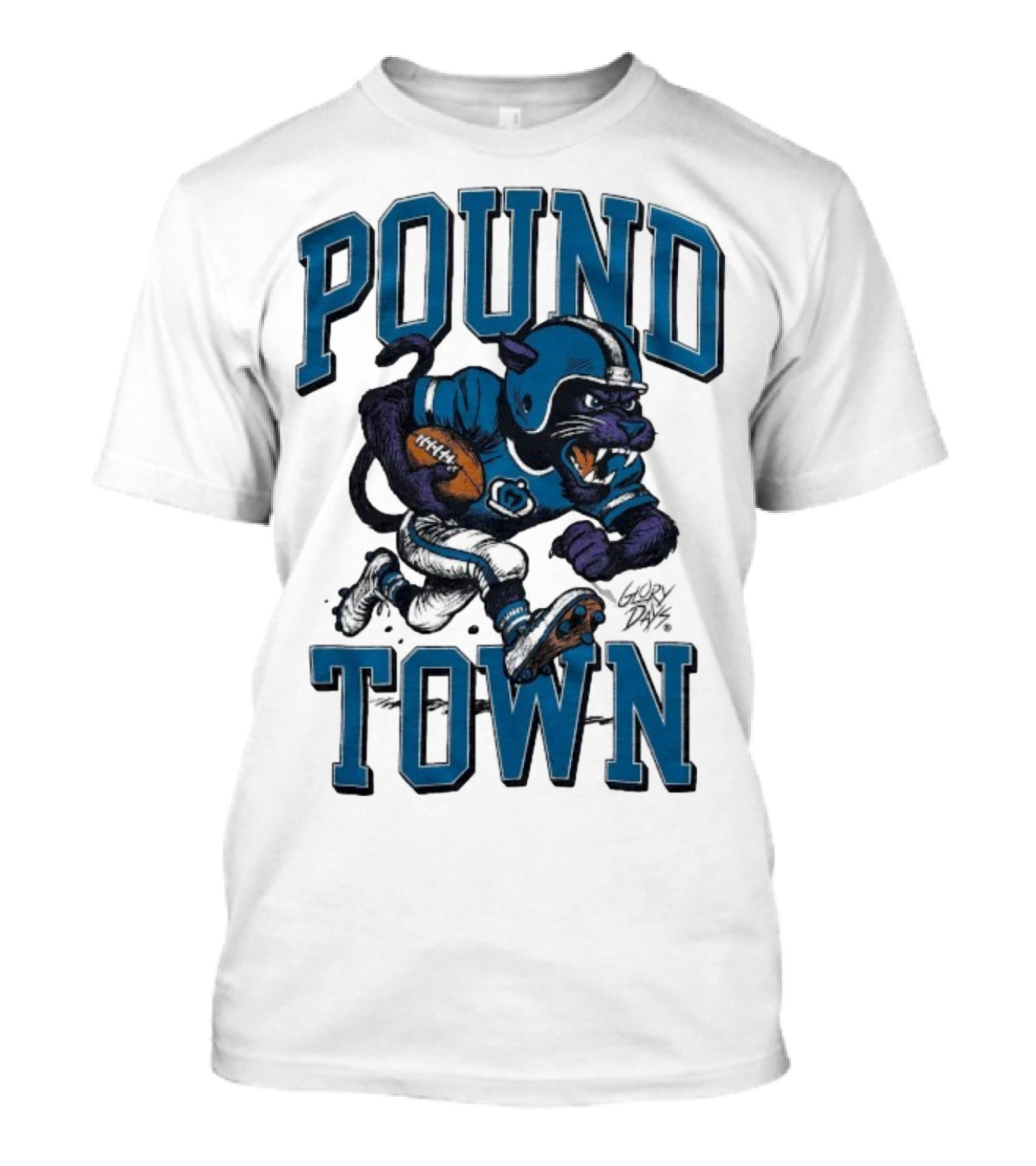 Carolina Panthers Pound Town Running Mascot Glory Days T-Shirt