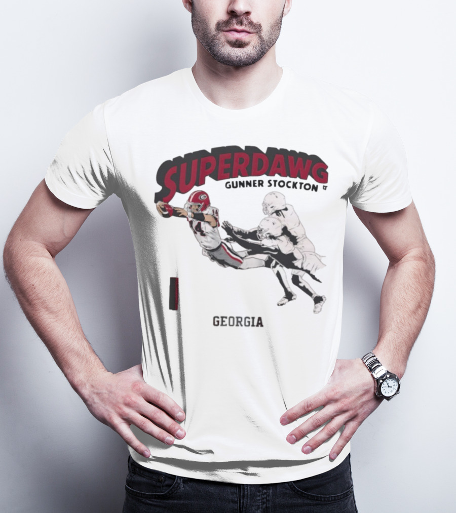 SuperDawg Gunner Stockton Georgia Football Player Action T-Shirt