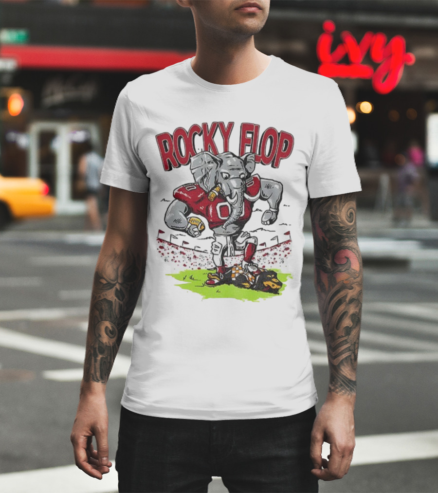 Rocky Flop Alabama Crimson Tide Football Elephant Dominating Georgia Bulldogs T-Shirt