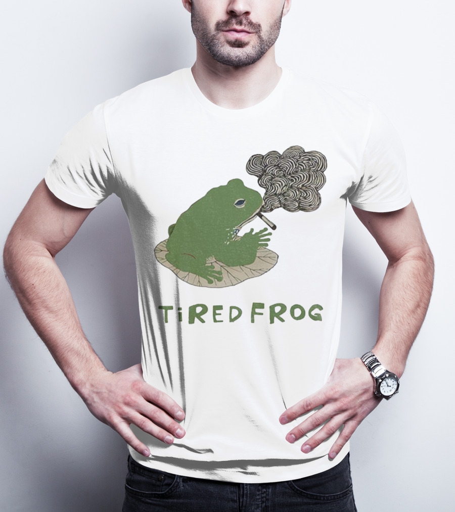 Tired Frog Smoking Meme Japanese Style Smoking Frog T-Shirt