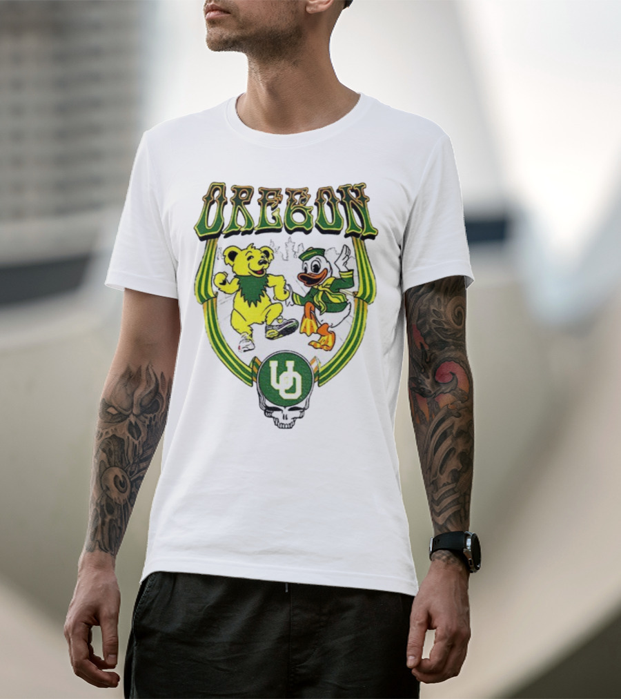Oregon Ducks Grateful Dead Dancing Bear X Donald Duck Collaboration T-Shirt