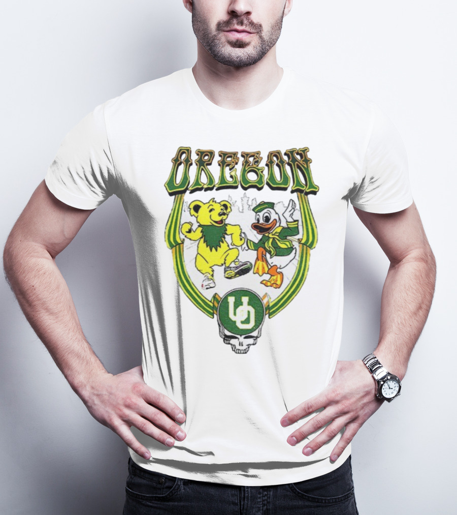 Oregon Ducks Grateful Dead Dancing Bear X Donald Duck Collaboration T-Shirt