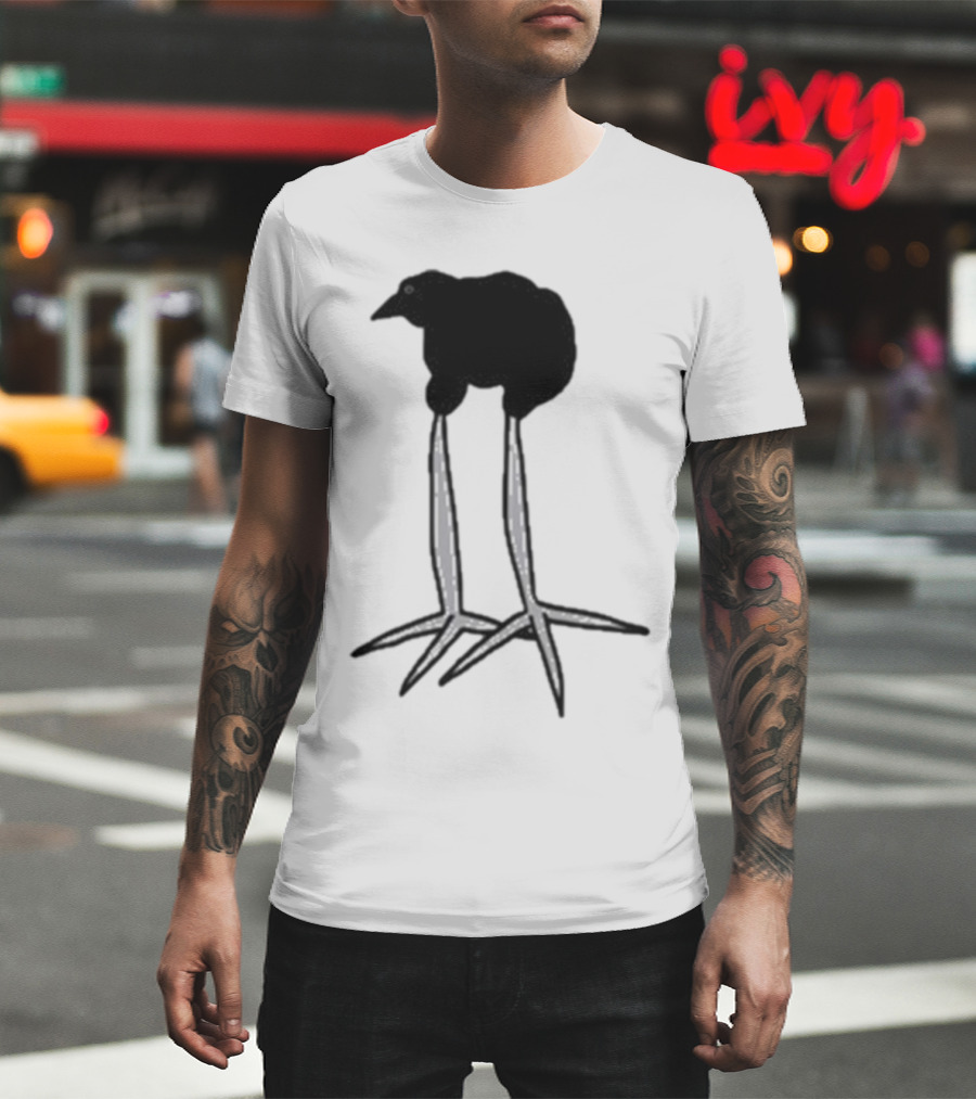 Zasha Charcoal Raven Bird Long Legs T-Shirt