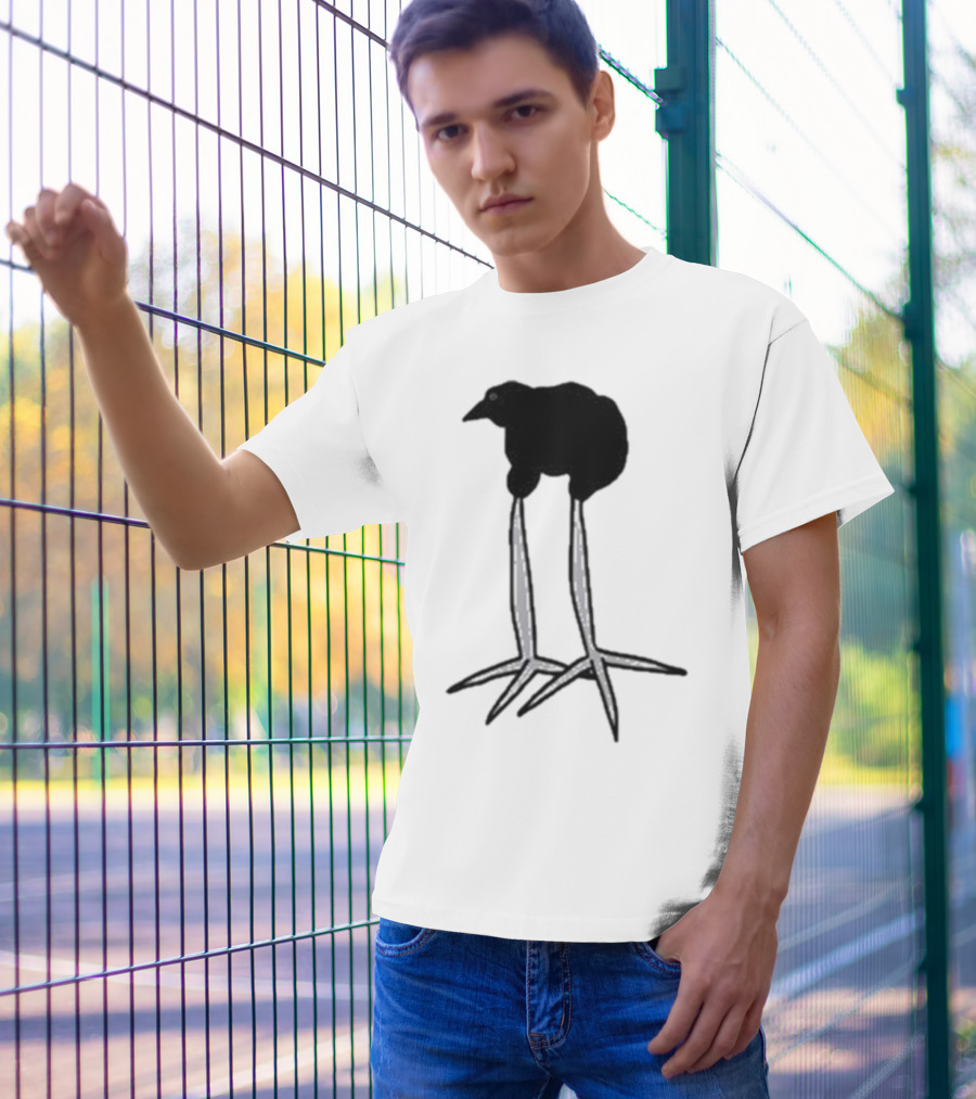 Zasha Charcoal Raven Bird Long Legs T-Shirt