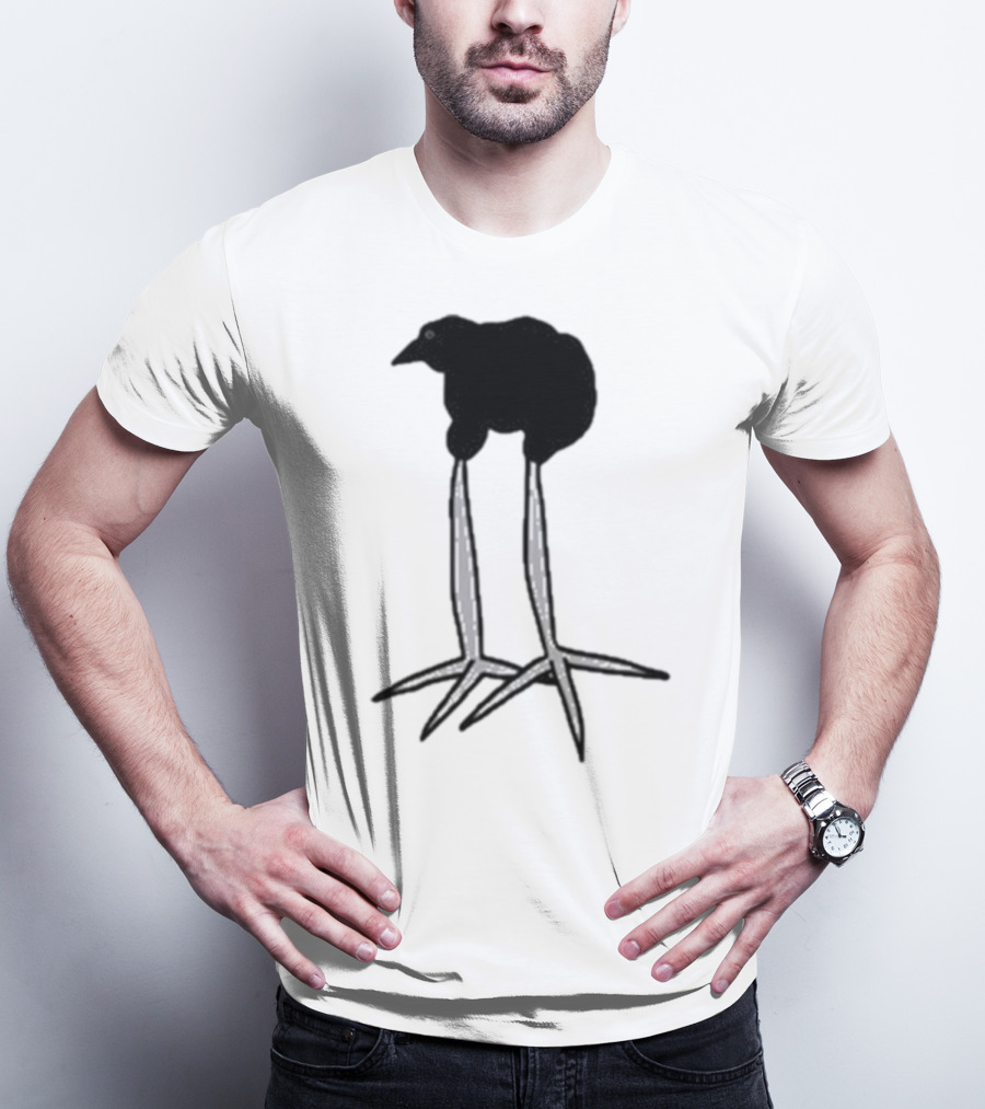 Zasha Charcoal Raven Bird Long Legs T-Shirt