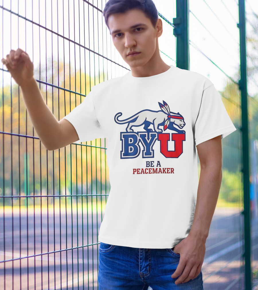 BYU Be A Peacemaker Cougar Logo T-Shirt