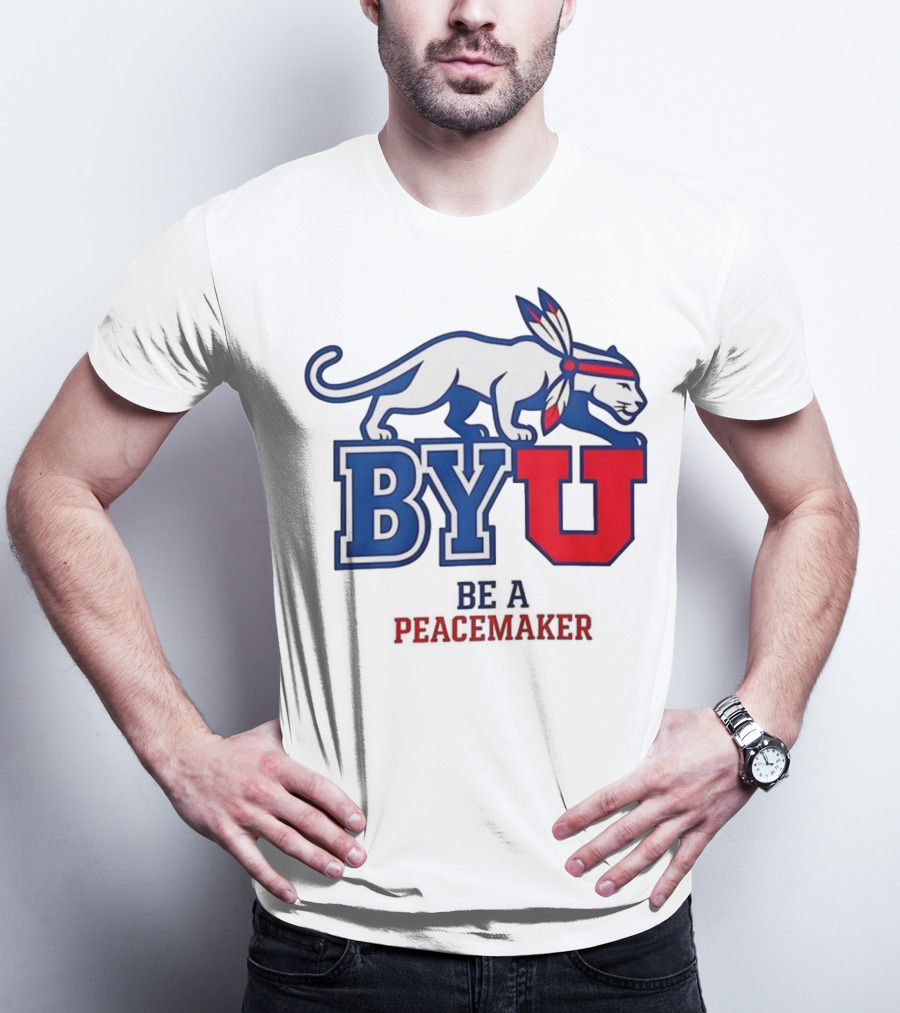 BYU Be A Peacemaker Cougar Logo T-Shirt