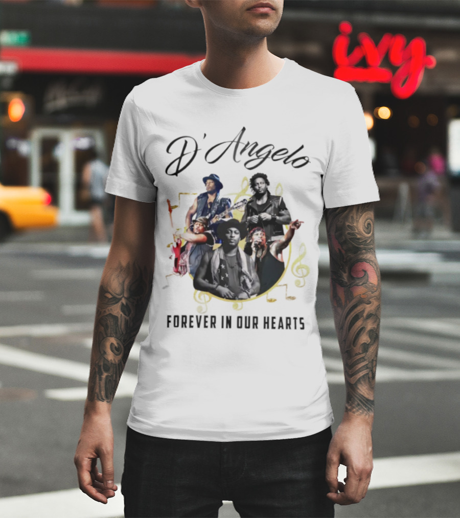 D’Angelo Forever In Our Hearts Music Legends Montage 2025 T-Shirt