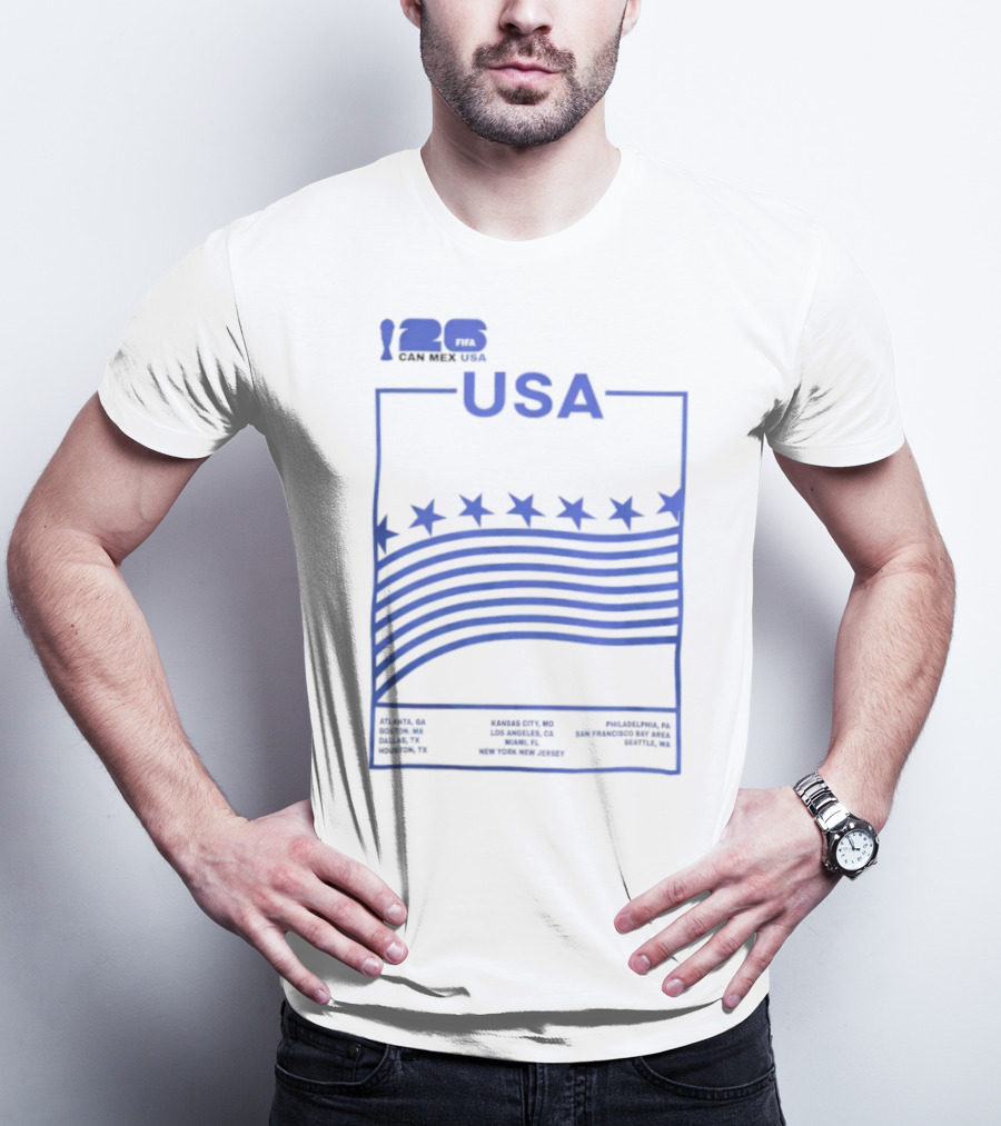 FIFA World Cup 2026 Host USA CAN MEX Stars Flags T-Shirt