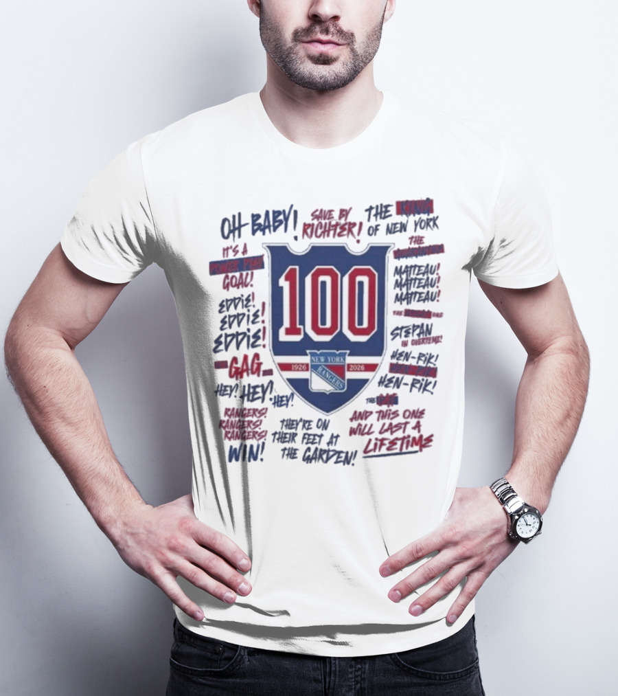 New York Rangers We Bleed Blue Centennial 100th Anniversary 1926-2026 NY Hockey Heritage T-Shirt