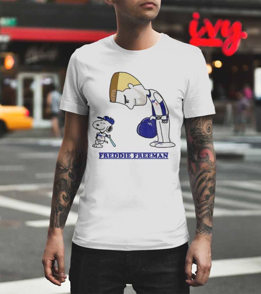 Peanuts Snoopy Freddie Freeman Los Angeles Dodgers MLB Baseball 2025 T-Shirt