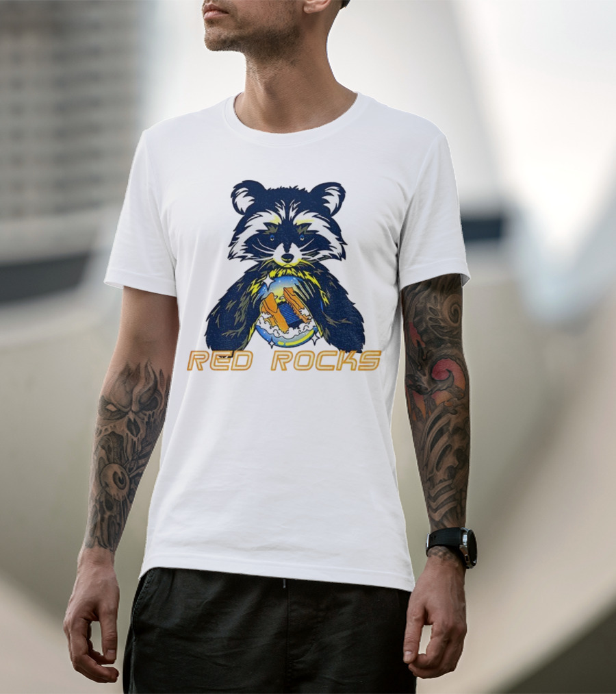 Red Rocks Raccoon Crystal Ball Graphic Tee T-Shirt