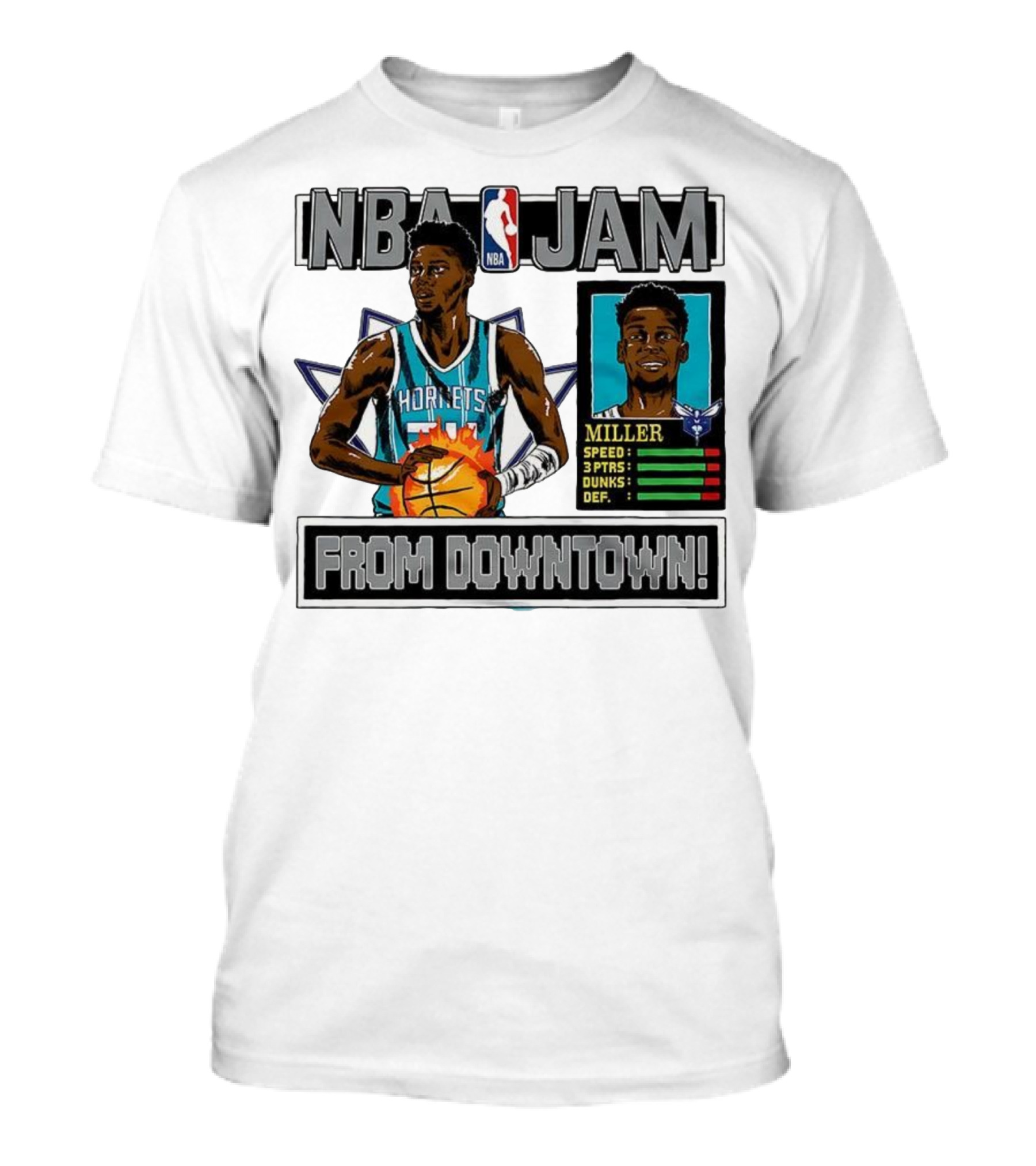 NBA Jam Brandon Miller Charlotte Hornets From Downtown Classic Video Game T-Shirt