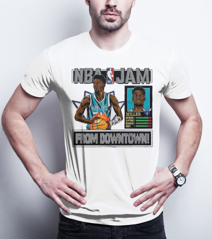 NBA Jam Brandon Miller Charlotte Hornets From Downtown Classic Video Game T-Shirt
