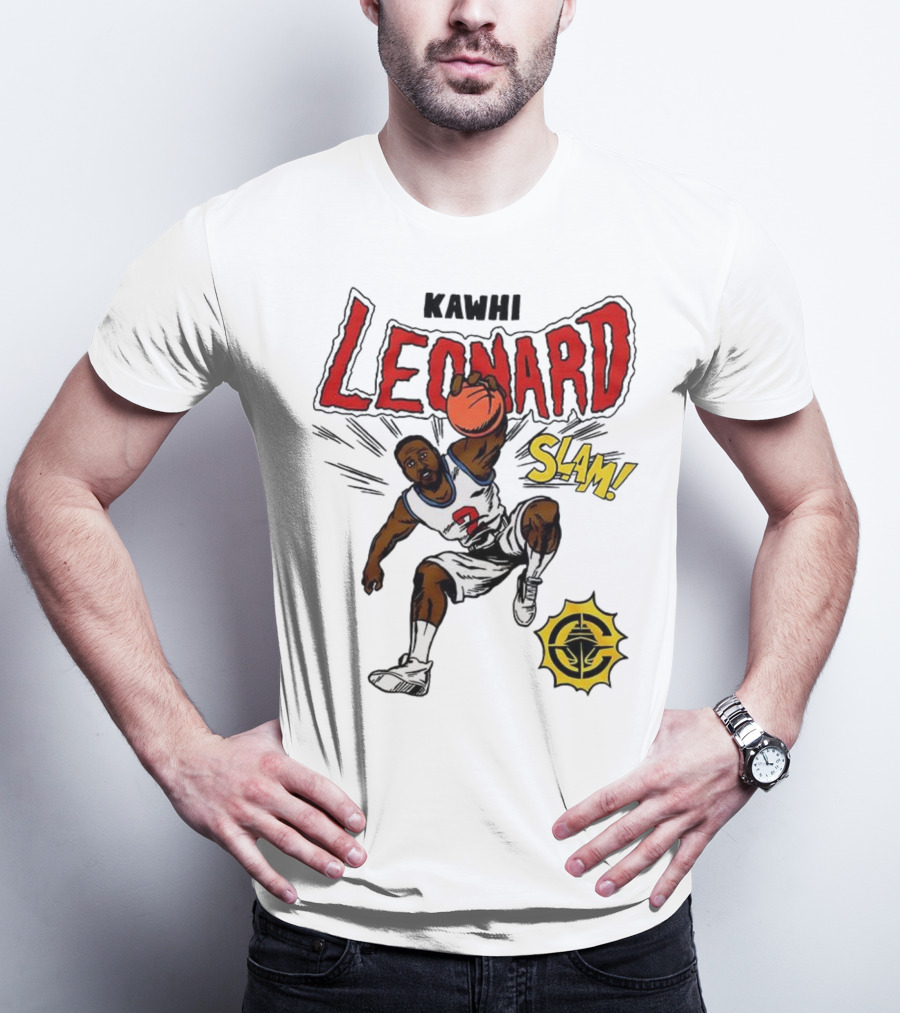 Kawhi Leonard Clippers Slam Comic Book Style Dunk Action T-Shirt
