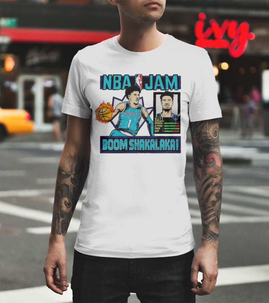 NBA Jam LaMelo Ball Charlotte Hornets Boom Shakalaka Classic Video Game T-Shirt