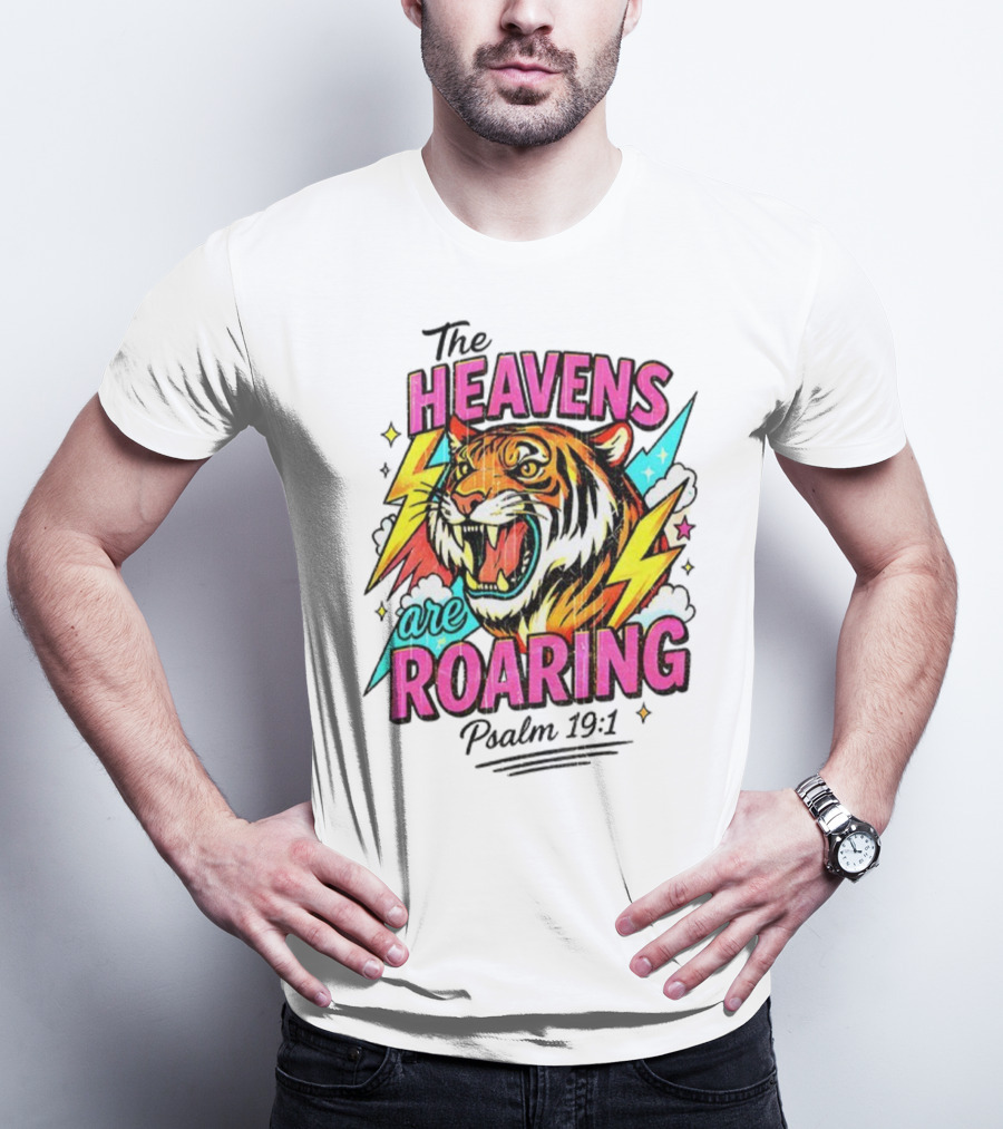 Tigers The Heavens Are Roaring Psalm 19:1 90s Style T-Shirt