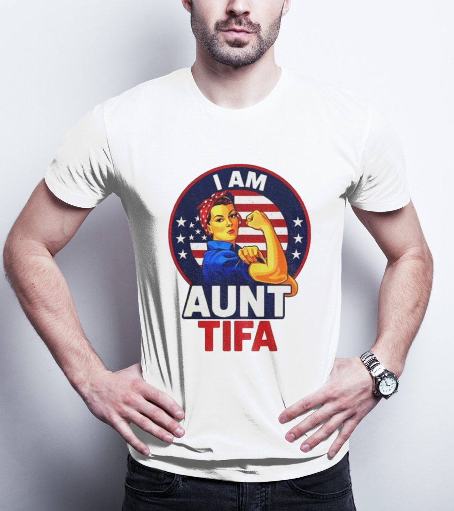 I Am Aunt Tifa Feminist Vintage American Flag T-Shirt