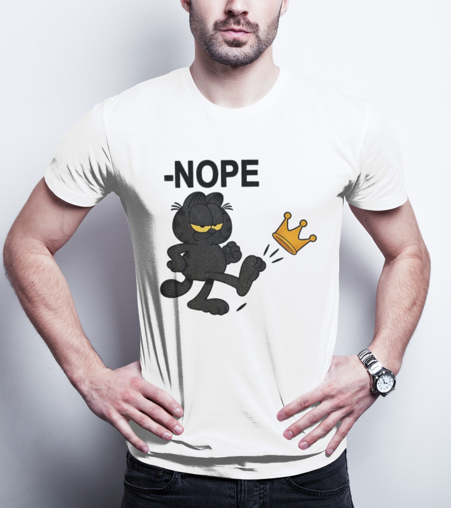 NOPE Black Cat Kicking Crown No Kings In America T-Shirt