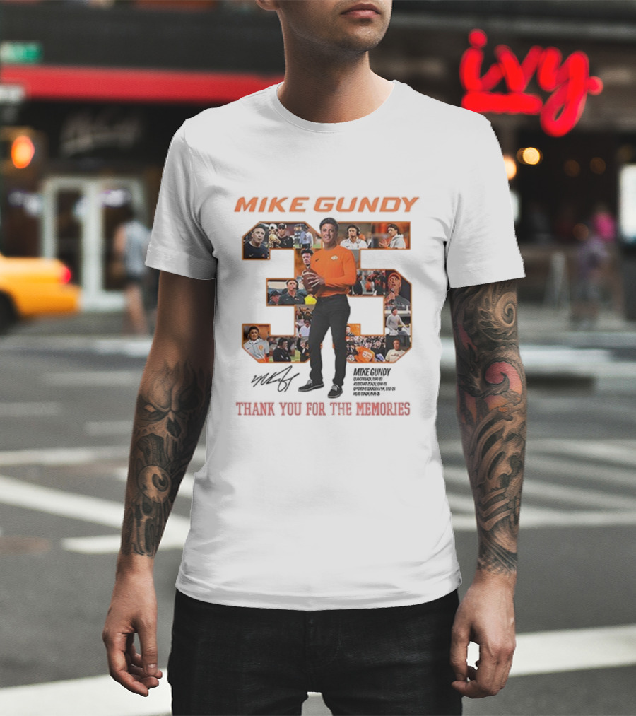 Mike Gundy 35 Years OSU Cowboy Football Thank You For The Memories T-Shirt