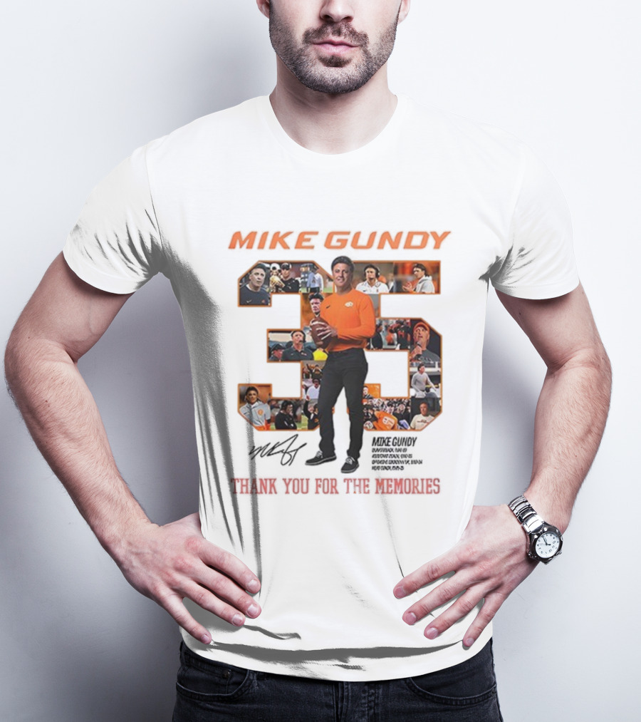 Mike Gundy 35 Years OSU Cowboy Football Thank You For The Memories T-Shirt