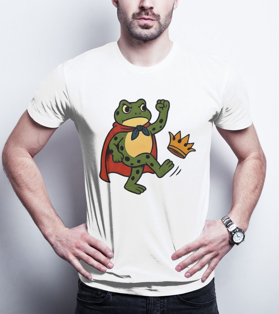 Portland Frog No Kings In America Anti Trump Kicking Crown T-Shirt
