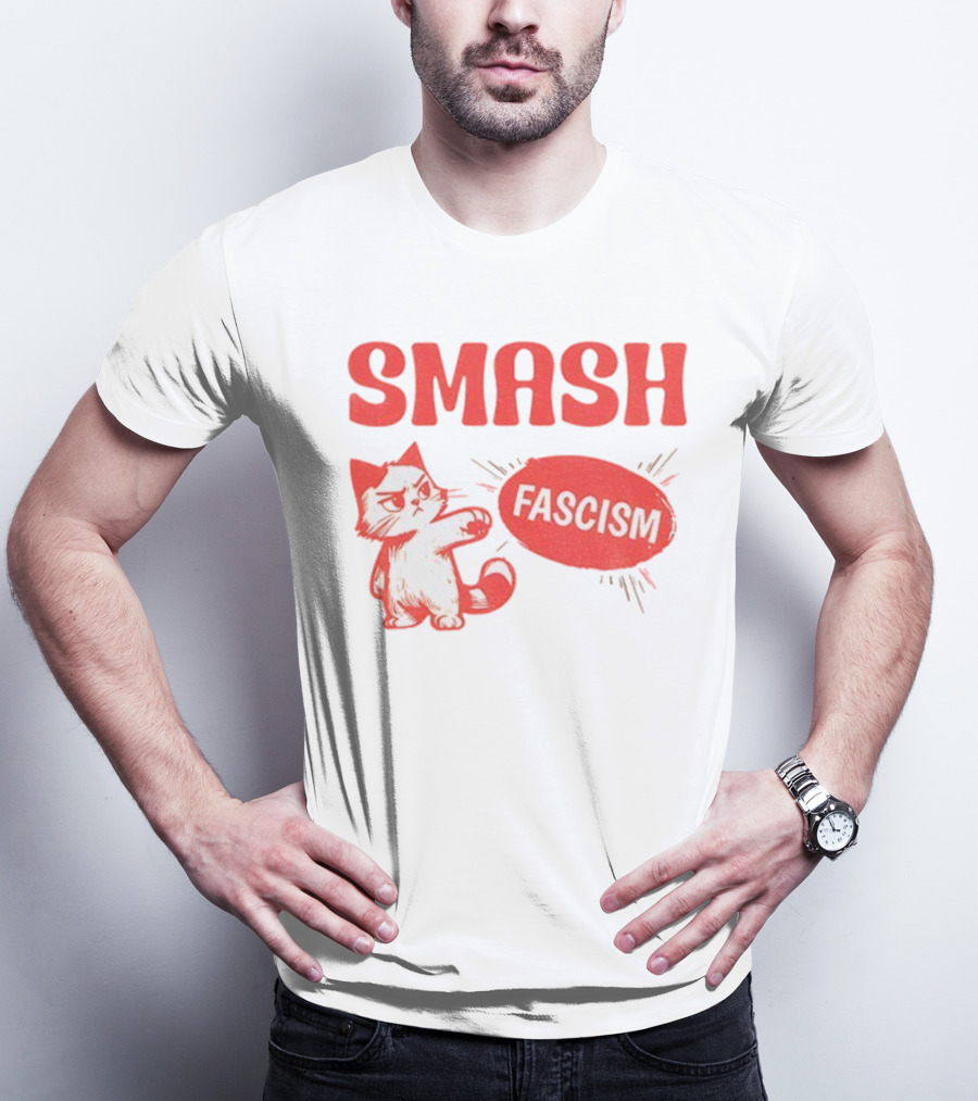Smash Fascism Feminist Cat Paw Punch Activist Protest T-Shirt
