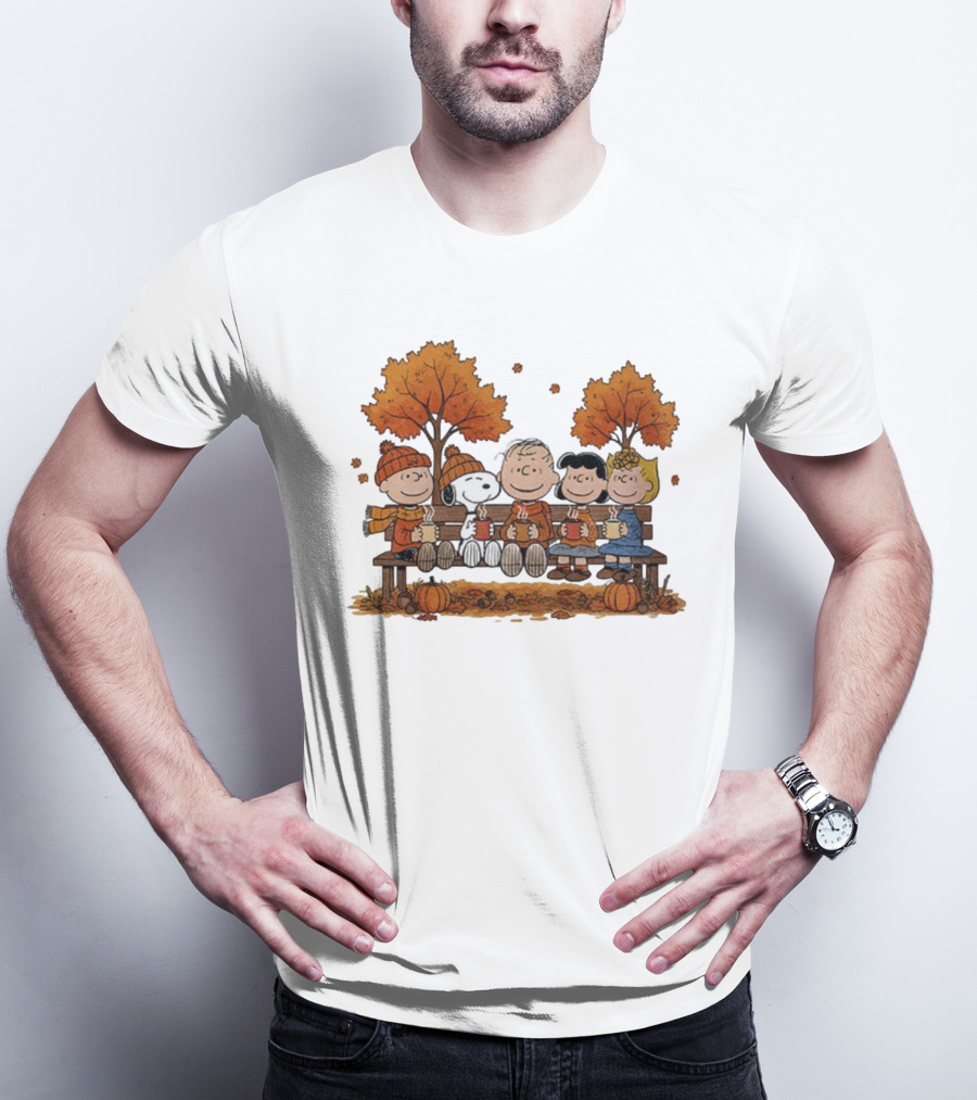 Snoopy Peanuts Friends Fall Autumn Thanksgiving Scene T-Shirt