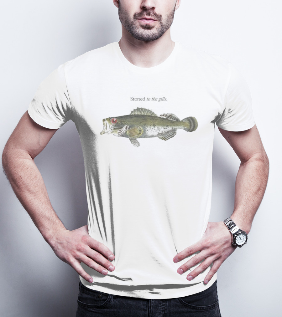 Stoned To The Gills Fish With Red Eye And Distinctive Pattern T-Shirt