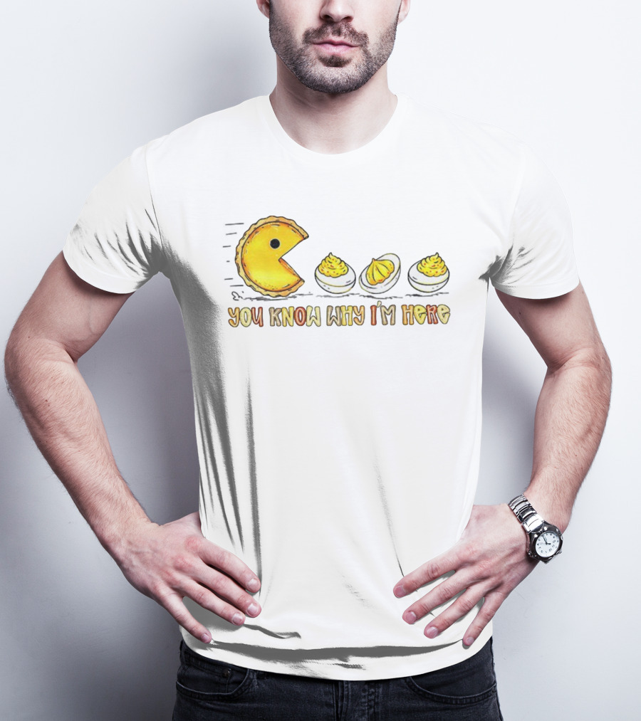 Thanksgiving Deviled Eggs Retro Pumpkin Pie Pacman You Know Why I'm Here T-Shirt