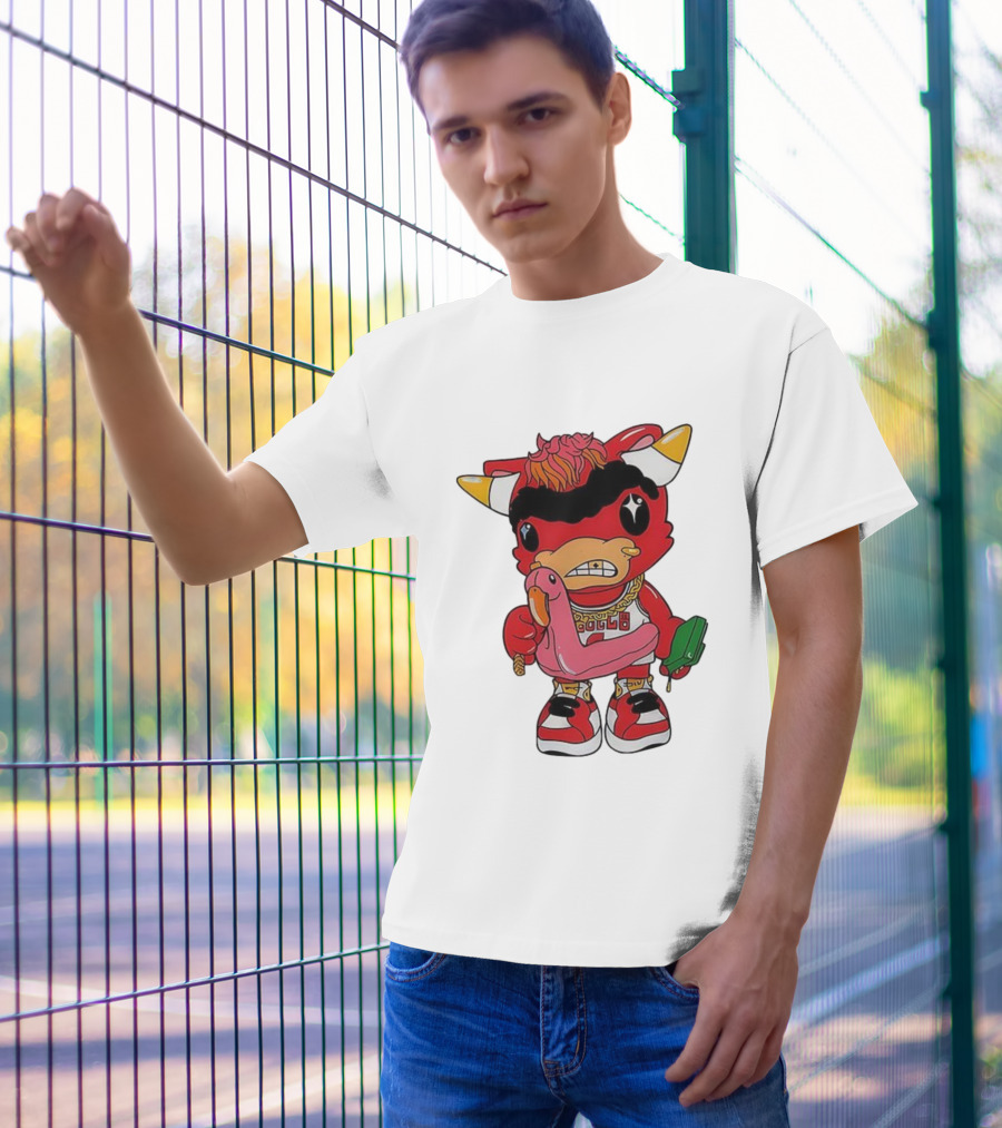 Benny The Bull Lil Benny 2025 Mascot Graphic Bulls Basketball Cartoon T-Shirt