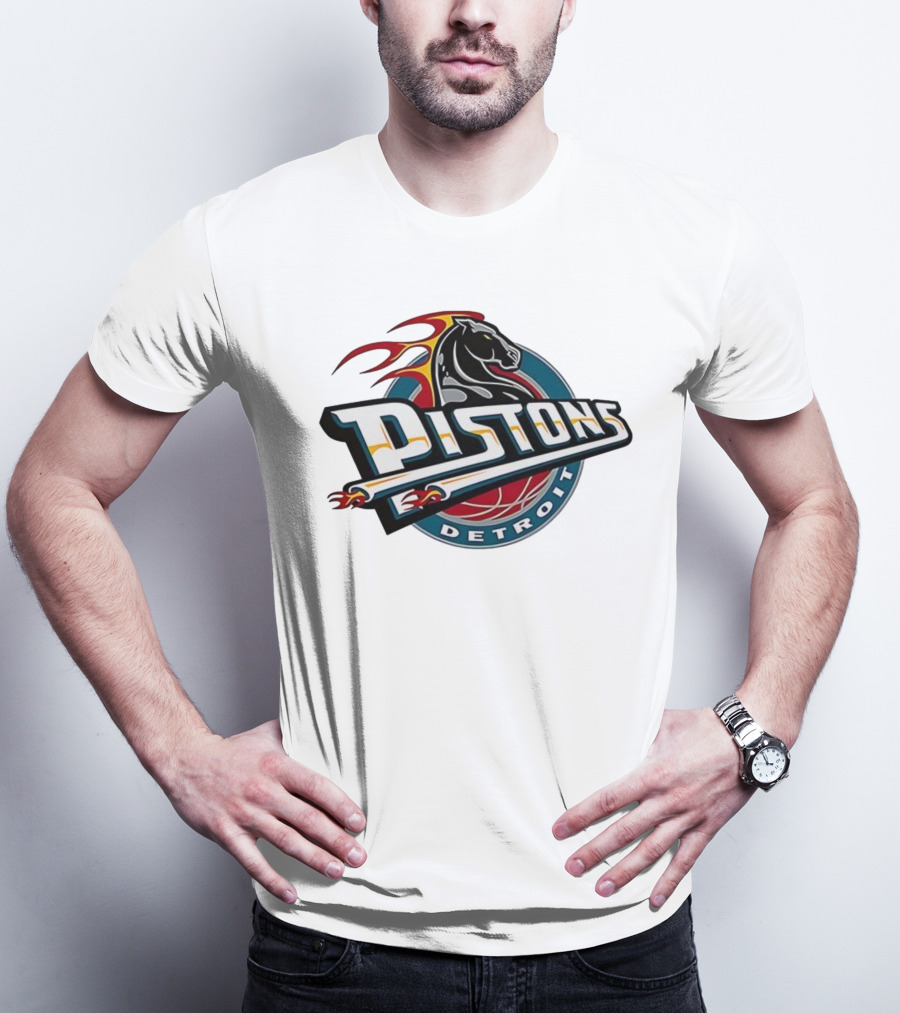 Detroit Pistons Retro Fire Horse Emblem T-Shirt