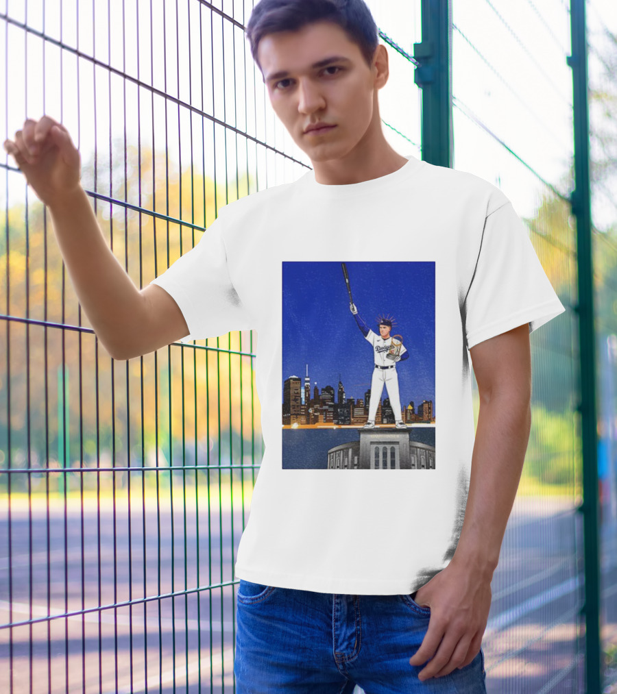 Freddie Freeman Dodgers Statue Of Liberty New York Skyline 2024 MVP T-Shirt
