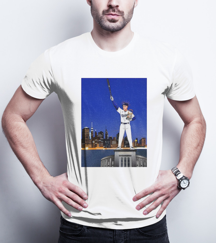 Freddie Freeman Dodgers Statue Of Liberty New York Skyline 2024 MVP T-Shirt