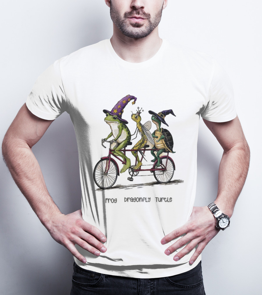 Witch Frog Dragonfly Turtle Halloween FDT Anti Trump Riding Bicycle T-Shirt