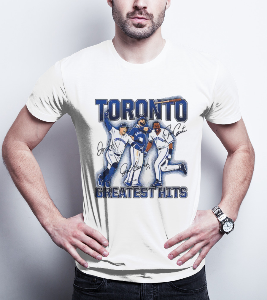 Toronto Blue Jays Joe Carter Jose Bautista George Springer Greatest Hits MLB Signatures T-Shirt