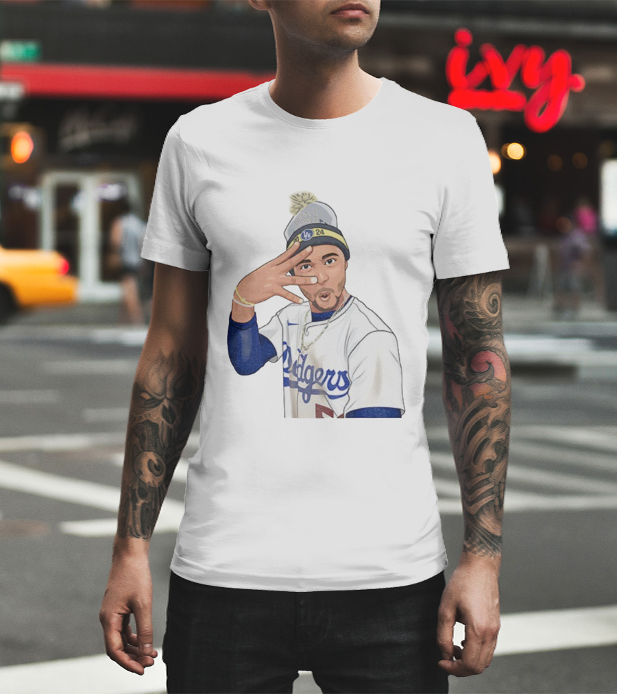 Mookie Betts Los Angeles Dodgers Pom-Pom Beanie Baseball 2024 T-Shirt