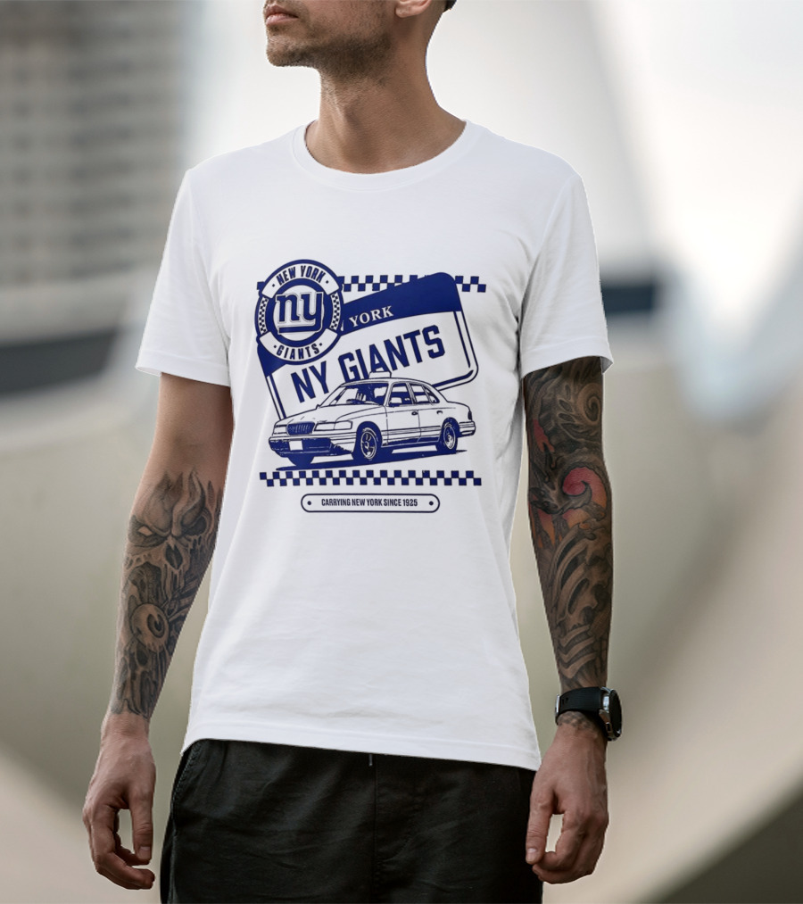 New York Giants NFL Carrying New York Since 1925 Taxi Vintage License Plate T-Shirt