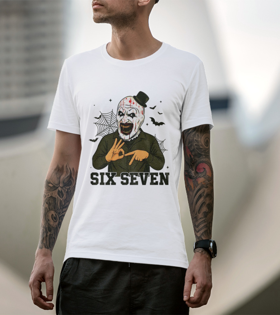 Terrifier Bundle Funny Halloween Six Seven Creepy Clown Costume T-Shirt